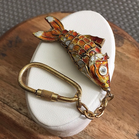 Vintage | Accessories | 7s Articulated Cloisonn Koi Fish Keychain ...